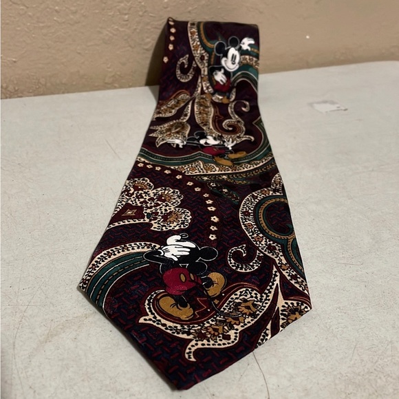 Disney | Accessories | Disney Store Mickey Mouse Floral Tan Dark Red ...